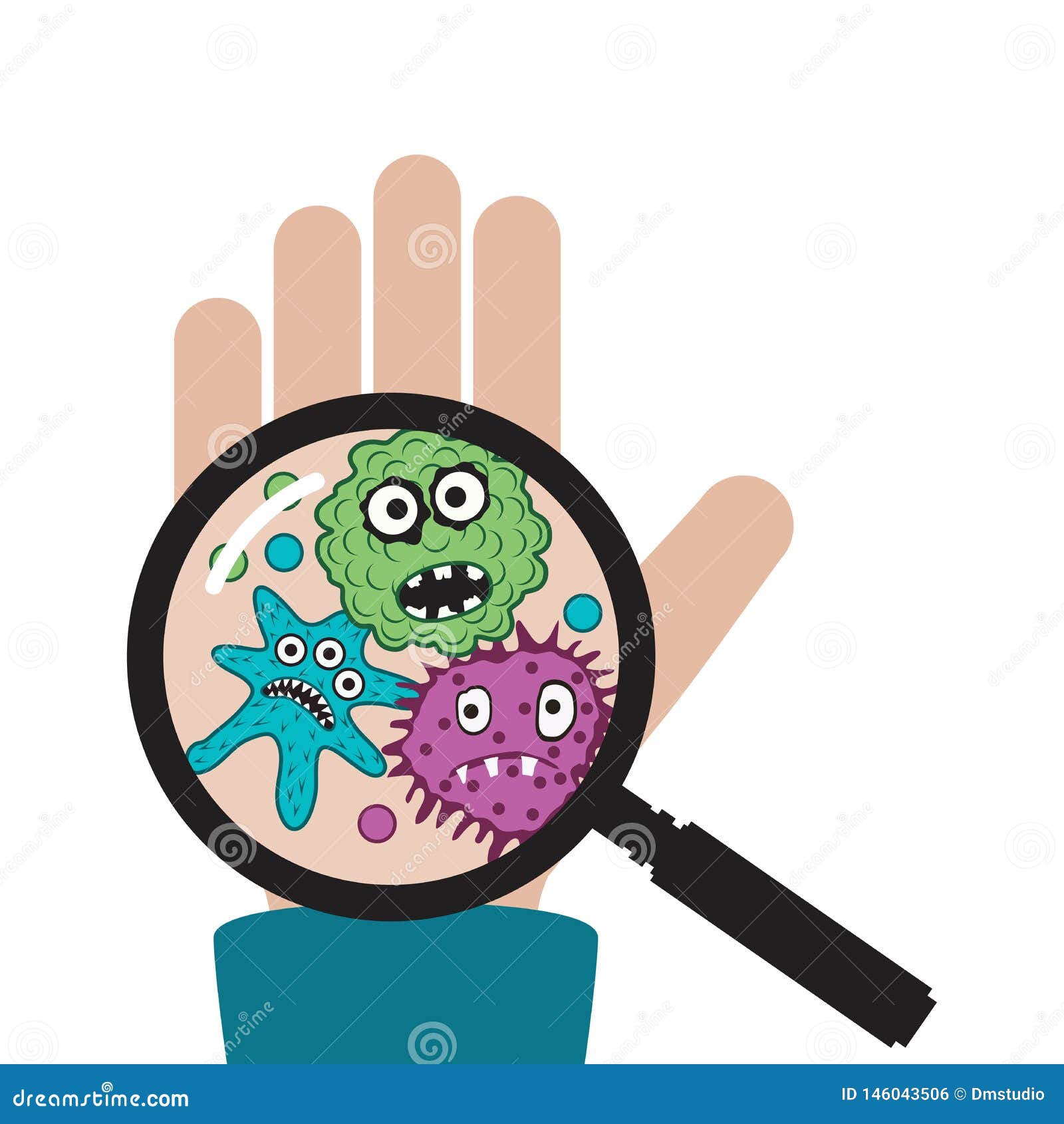 Vector Hand with Germs and Bacteria Stock Vector - Illustration of care ... Vector Hand with Germs and Bacteria Stock Vector - Illustration of care ...