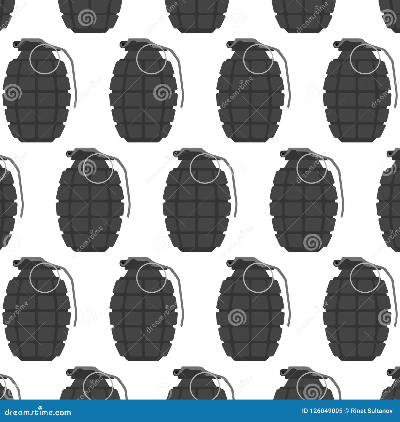 Vector Hand Grenade Seamless Pattern, Arm Weapon Stock Vector ...