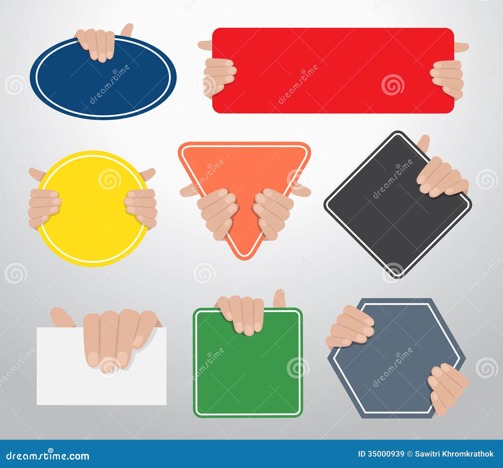 Vector hand holding sign stock vector. Illustration of green - 35000939