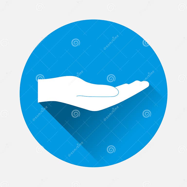 Vector Hand Icon on Blue Background. Flat Image Flat Hand Desig Stock ...