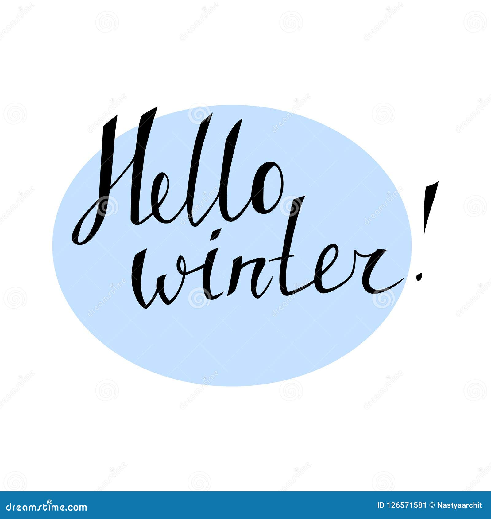 Vector Hand Lettering Hello Winter with Light Blue Background. Stock ...