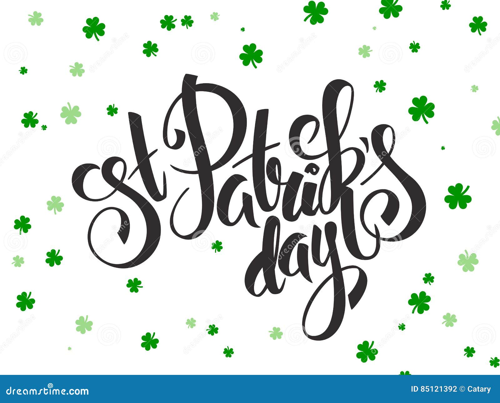 Vector Hand Lettering Saint Patricks Day Greetings Text With Clover