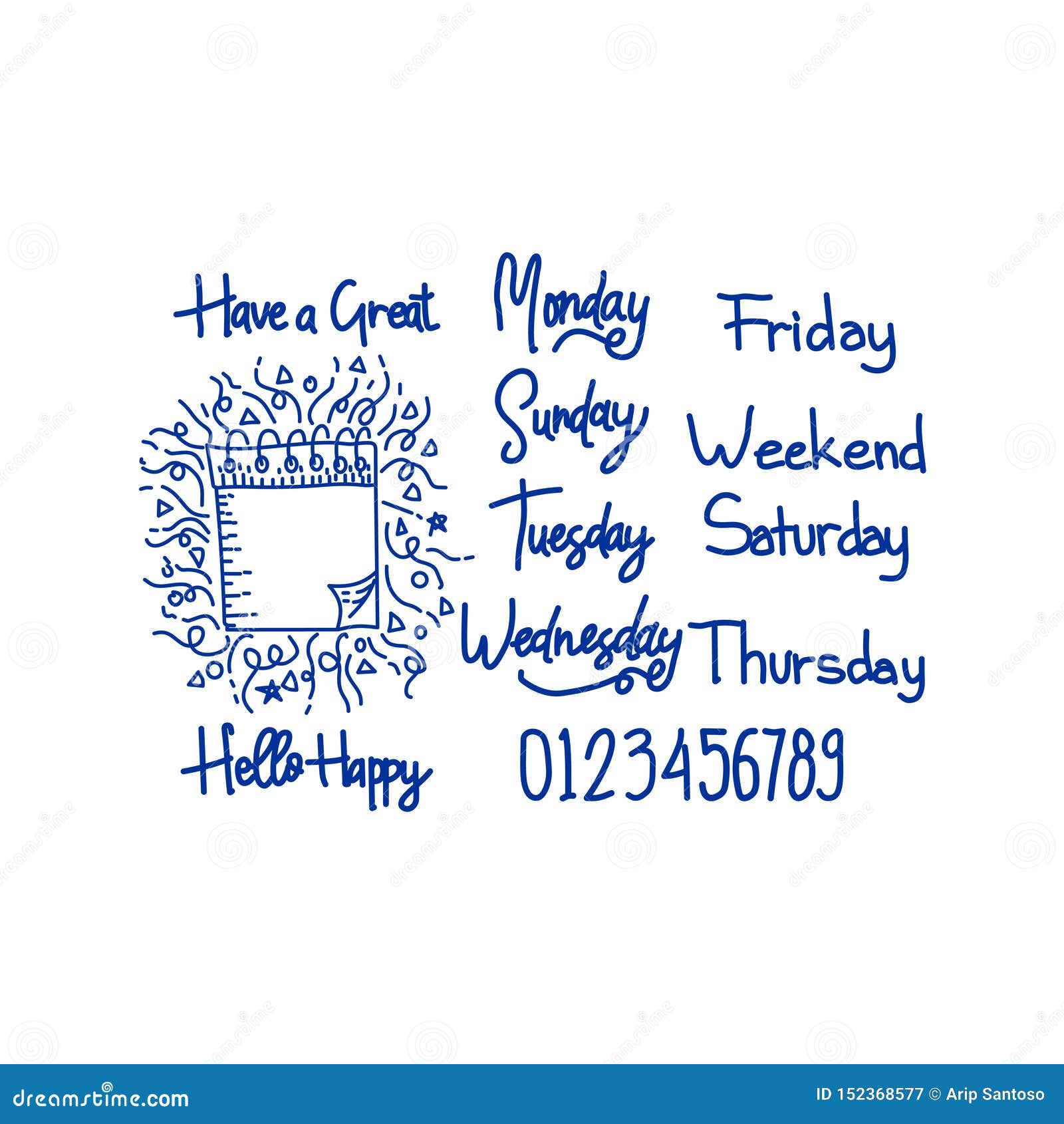 Vector Hand Lettering Set of the Days of the Week Stock Vector ...