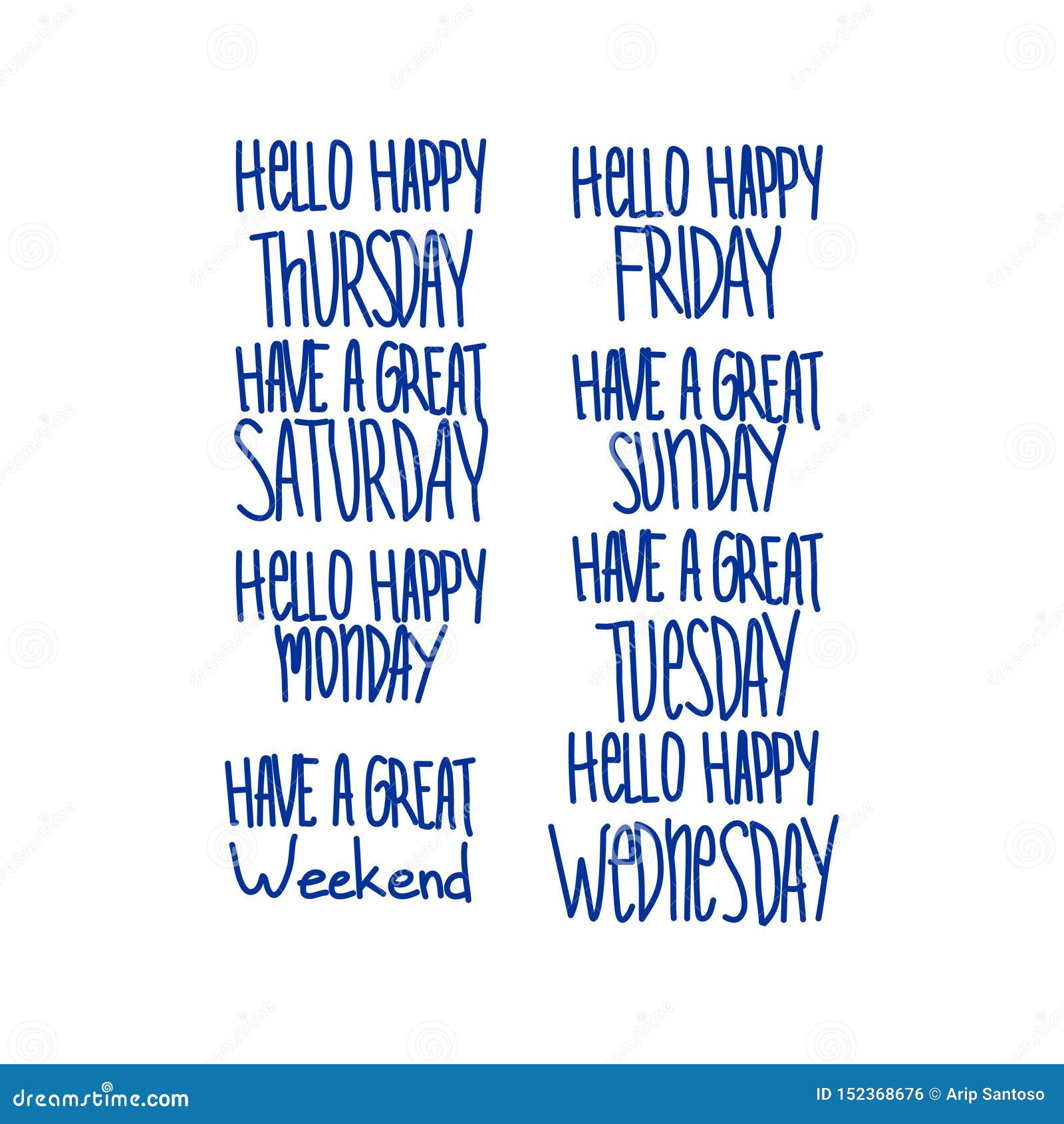Vector Hand Lettering Set of the Days of the Week Stock Vector ...