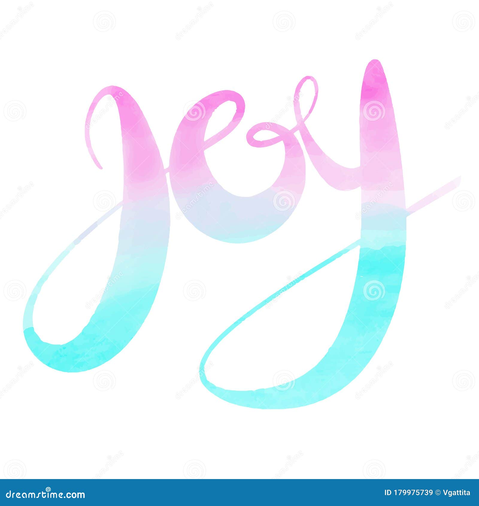 Vector Hand Lettering Text Joy Watecolor Texttexture Pink Blue Color on ...