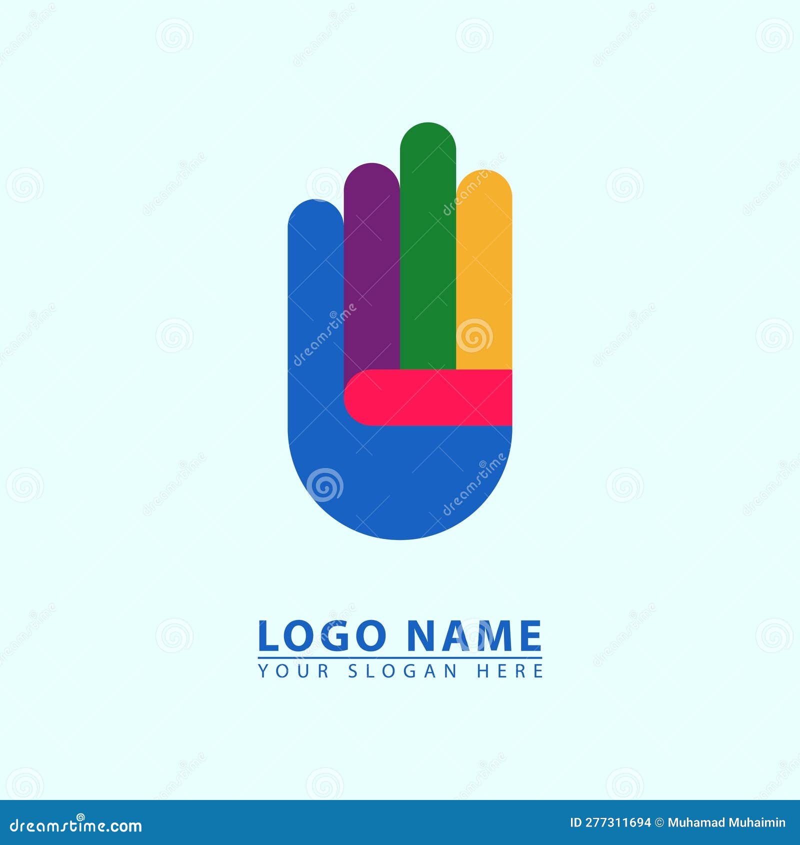 Vector Hand Simple Elegant Flat Illustration Style Logo Icon Stock ...