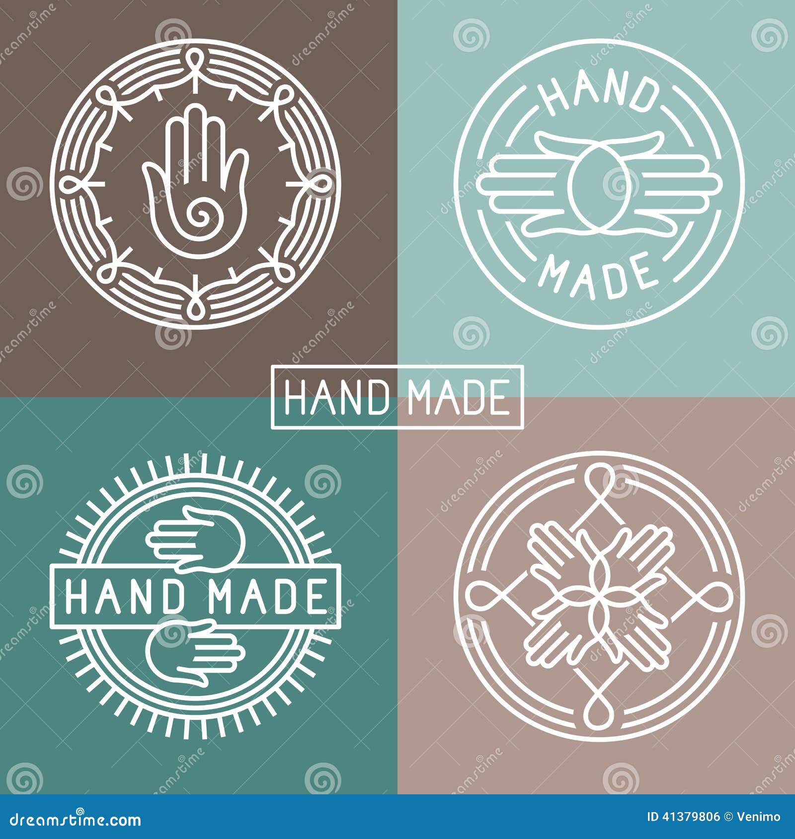 Vector Hand Made Label in Outline Trendy Style Stock Vector ...