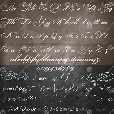 Vector Hand Made Script Font in Vintage Victorian Style Stock Vector ...