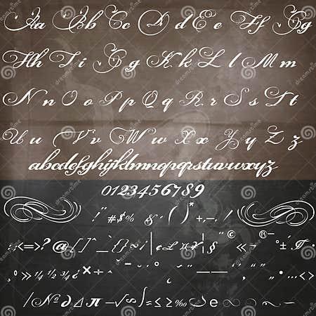 Vector Hand Made Script Font in Vintage Victorian Style Stock Vector ...