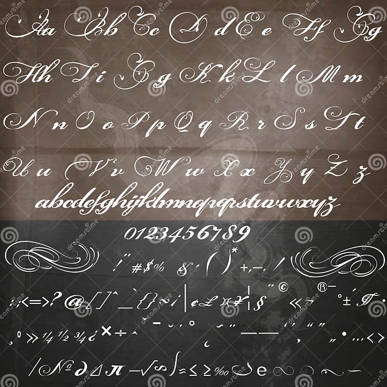 Vector Hand Made Script Font in Vintage Victorian Style Stock Vector ...