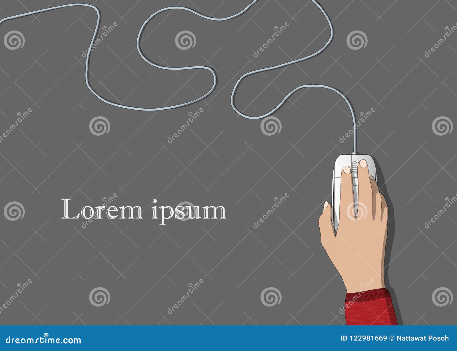 Vector - Hand on Mouse and Cable for Work Computer and Online Shopping ...