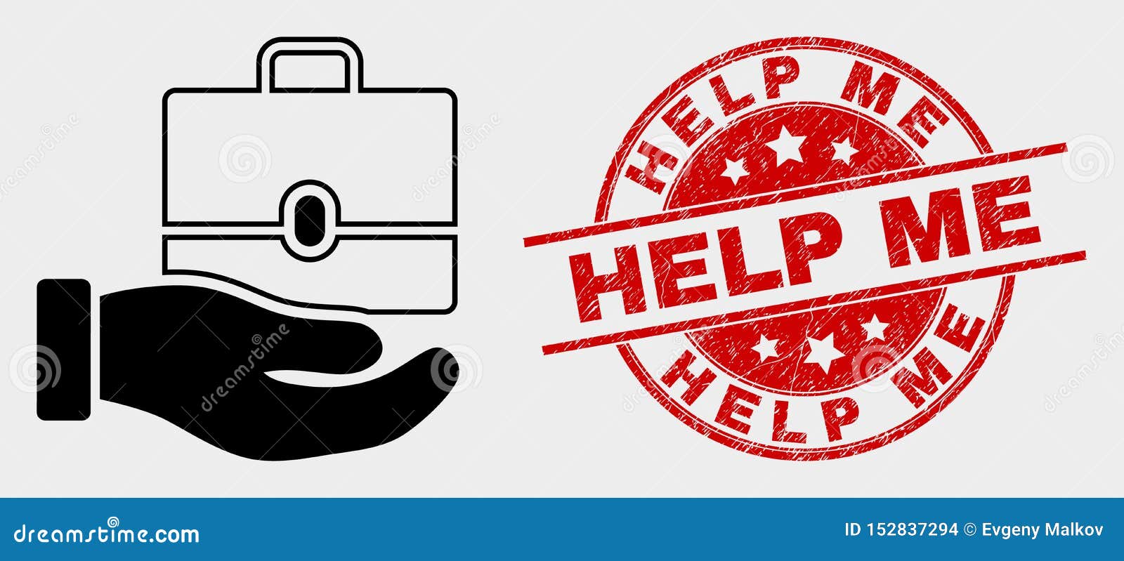 Vector Hand Offer Case Icon and Distress Help Me Stamp Seal Stock ...