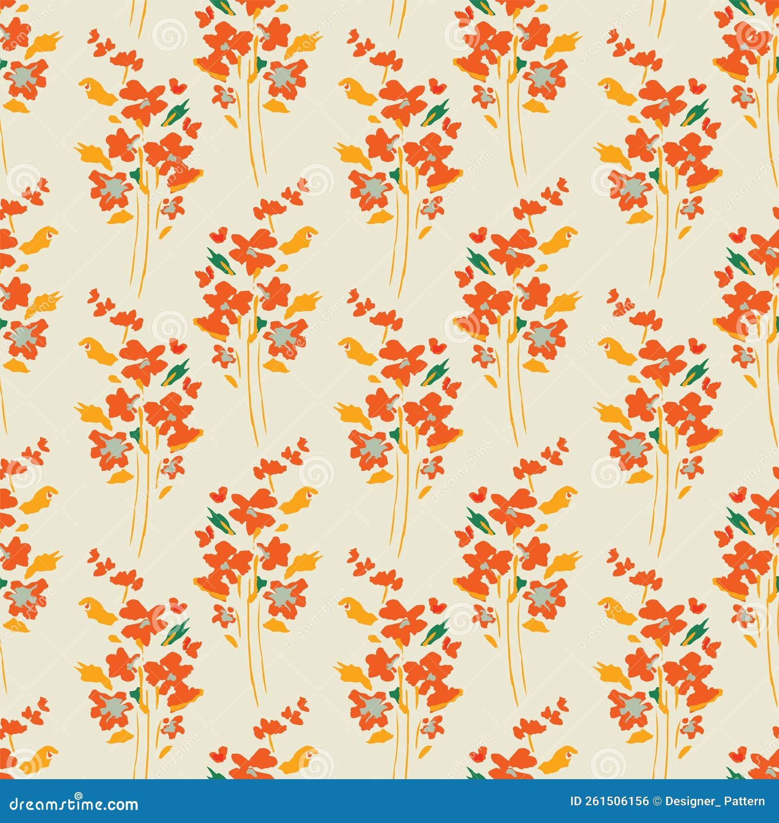 Vector Hand Painted Flower Bunch Seamless Pattern and Digital Textile ...