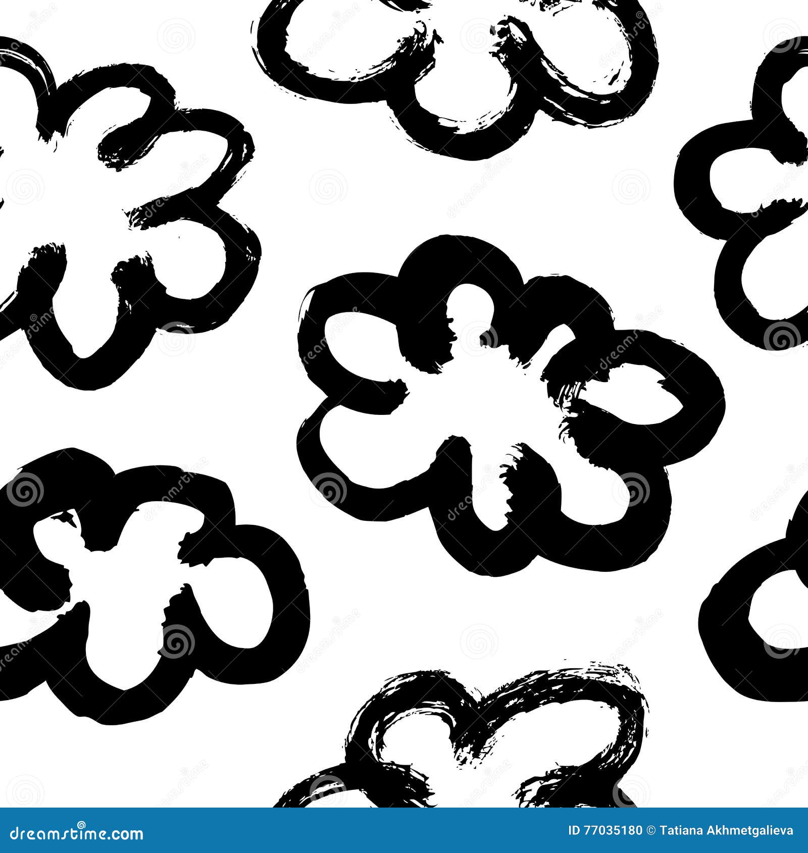 Vector Hand-painted Seamless Pattern with Ink Wave Strokes Stock Vector ...