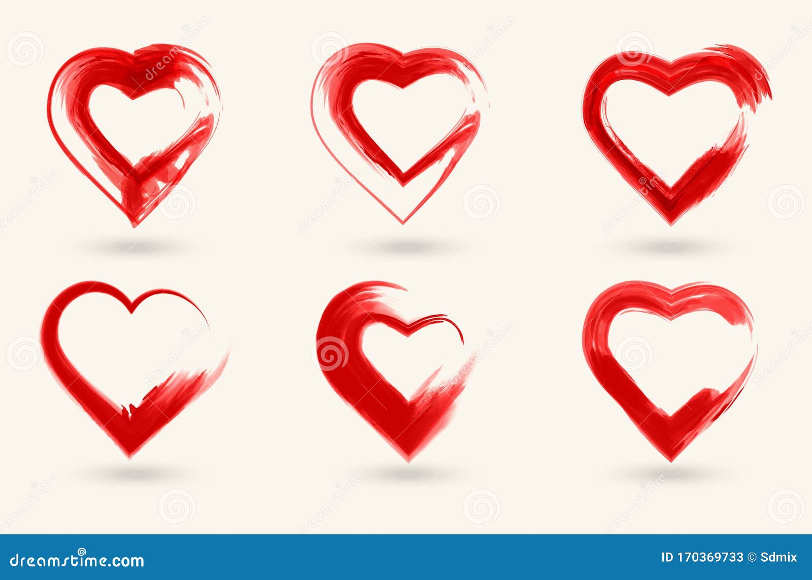 Vector Hand Painted Signs of Heart. Ink and Brush Stock Vector ...