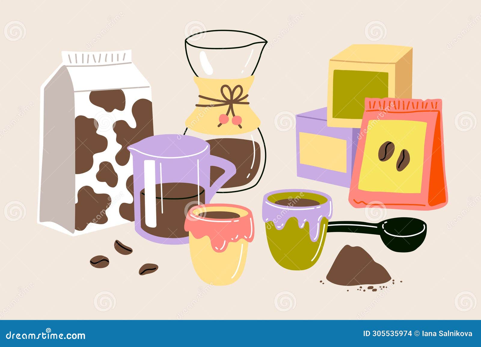 Vector Hand Painted Specialty Coffee Illustration Alternative Preparing ...