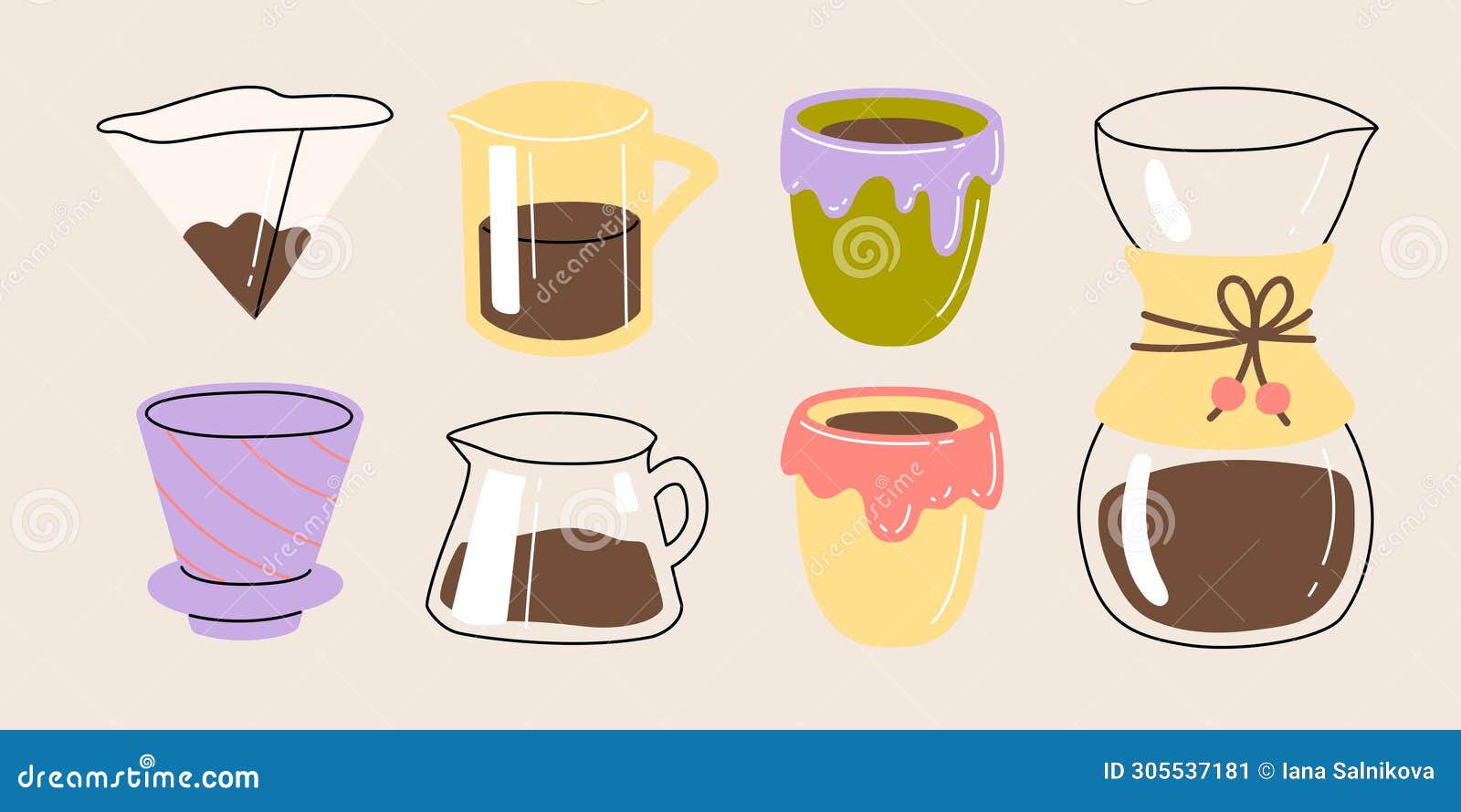 Vector Hand Painted Specialty Coffee Illustration Alternative Preparing ...