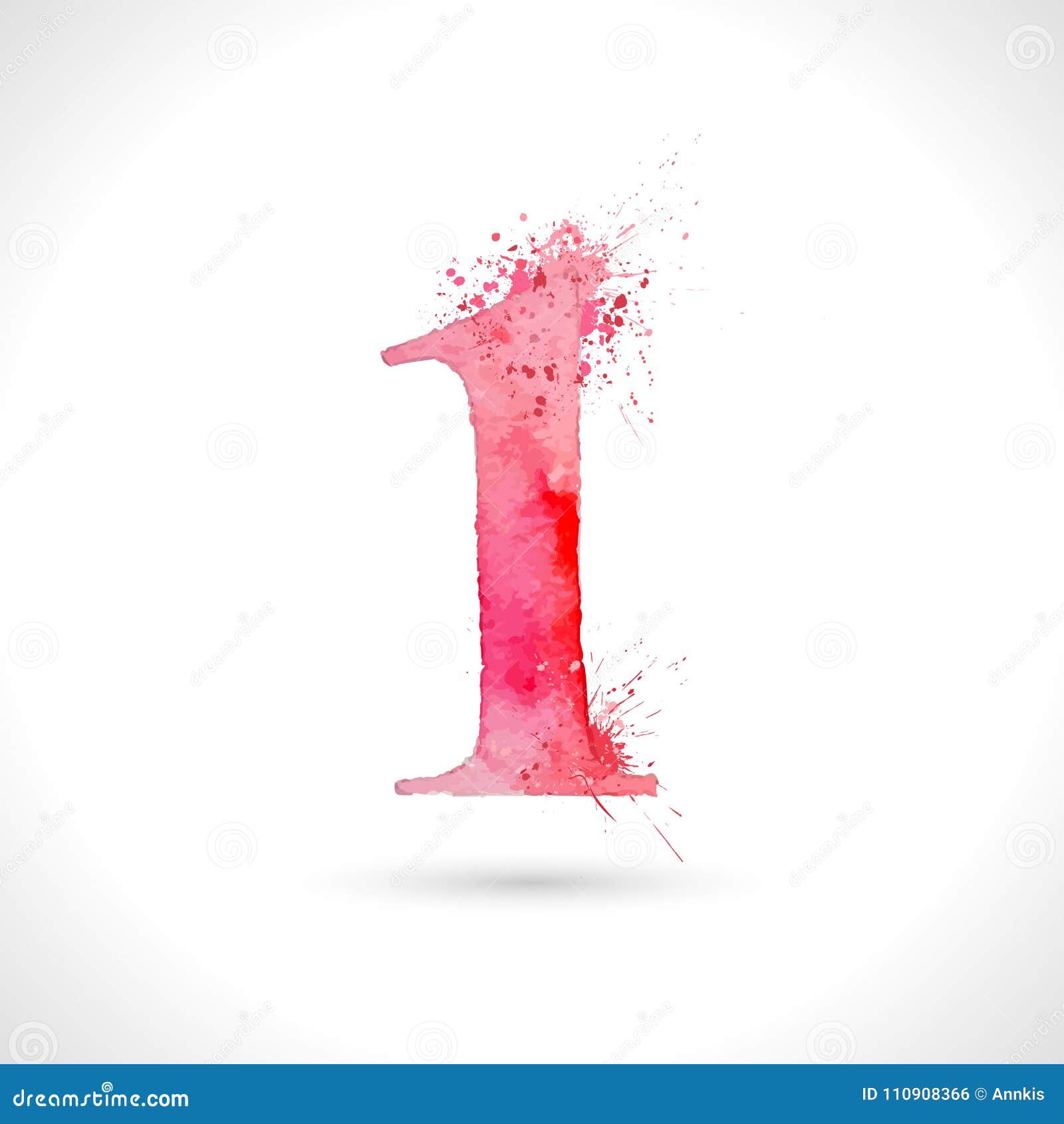 Vector Hand Painted Watercolor, Splash Elements Design, Number 1 Stock ...