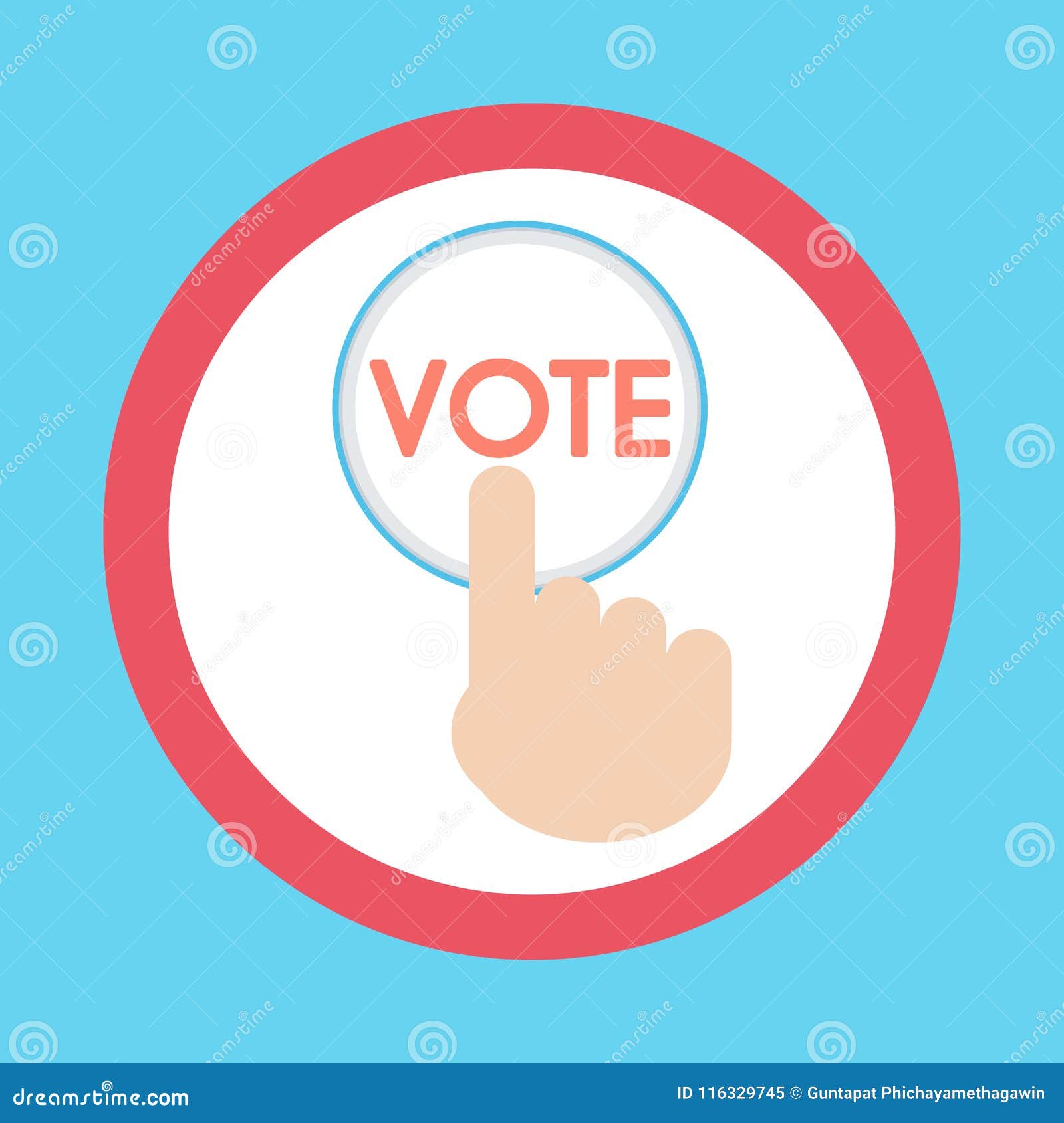 Vector of Hand Pressing a Button with the Text Vote Icon. Ballot Stock ...