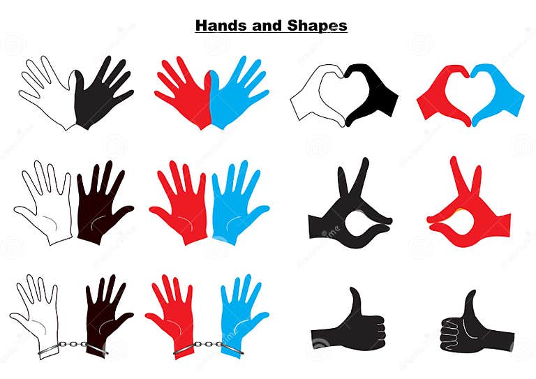 Vector Hand Shape, Art, Symbols Stock Vector - Illustration of ...