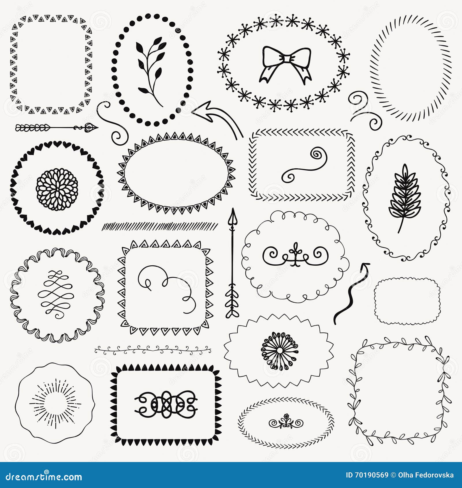 Vector Hand Sketched Rustic Frames, Borders, Elements Stock Vector ...