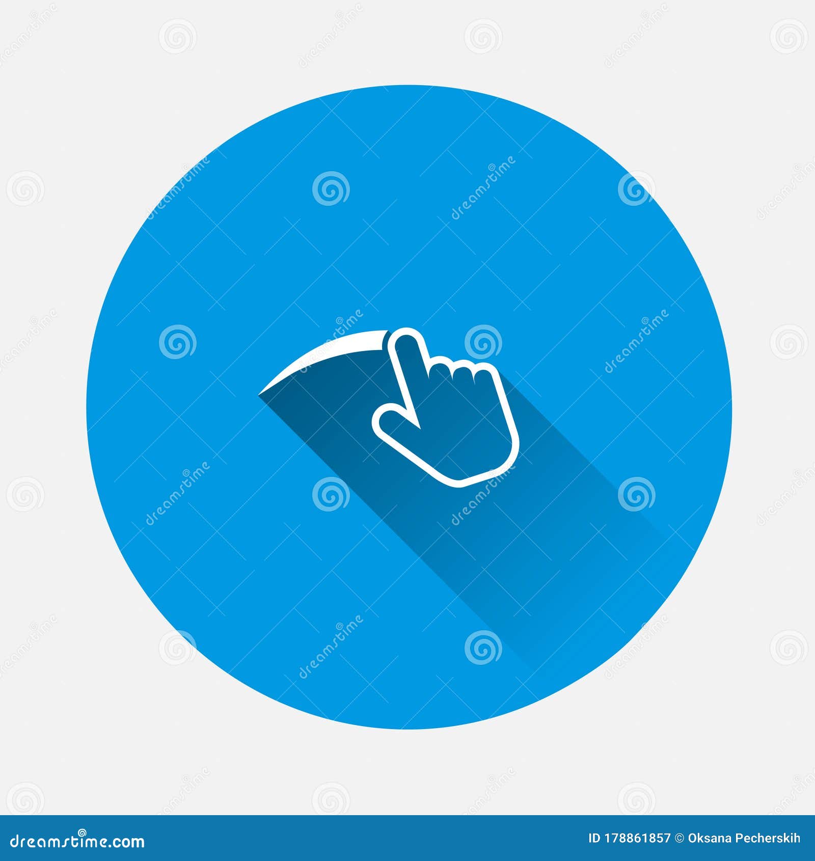 Vector Hand Swipe Icon on Blue Background. Flat Image with Long Shadow ...