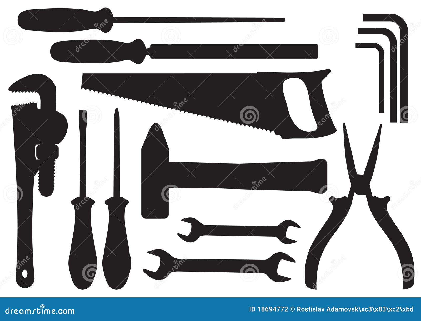 Vector Hand Tools Kit stock vector. Illustration of steel - 18694772