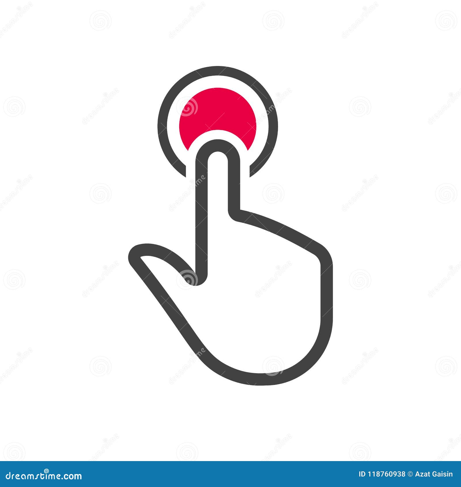 Vector Hand with Touching a Button Icon Stock Vector - Illustration of ...