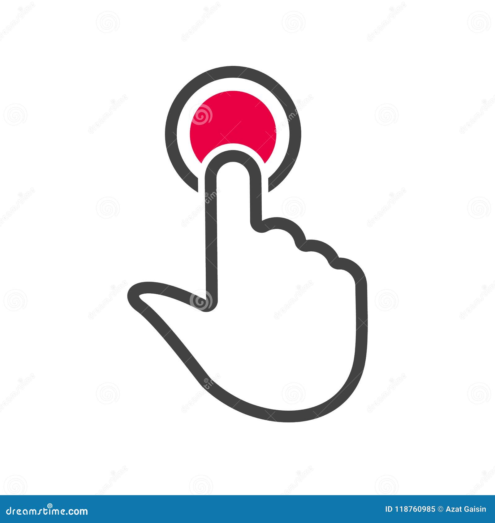 Vector Hand with Touching a Button Icon Stock Vector - Illustration of ...