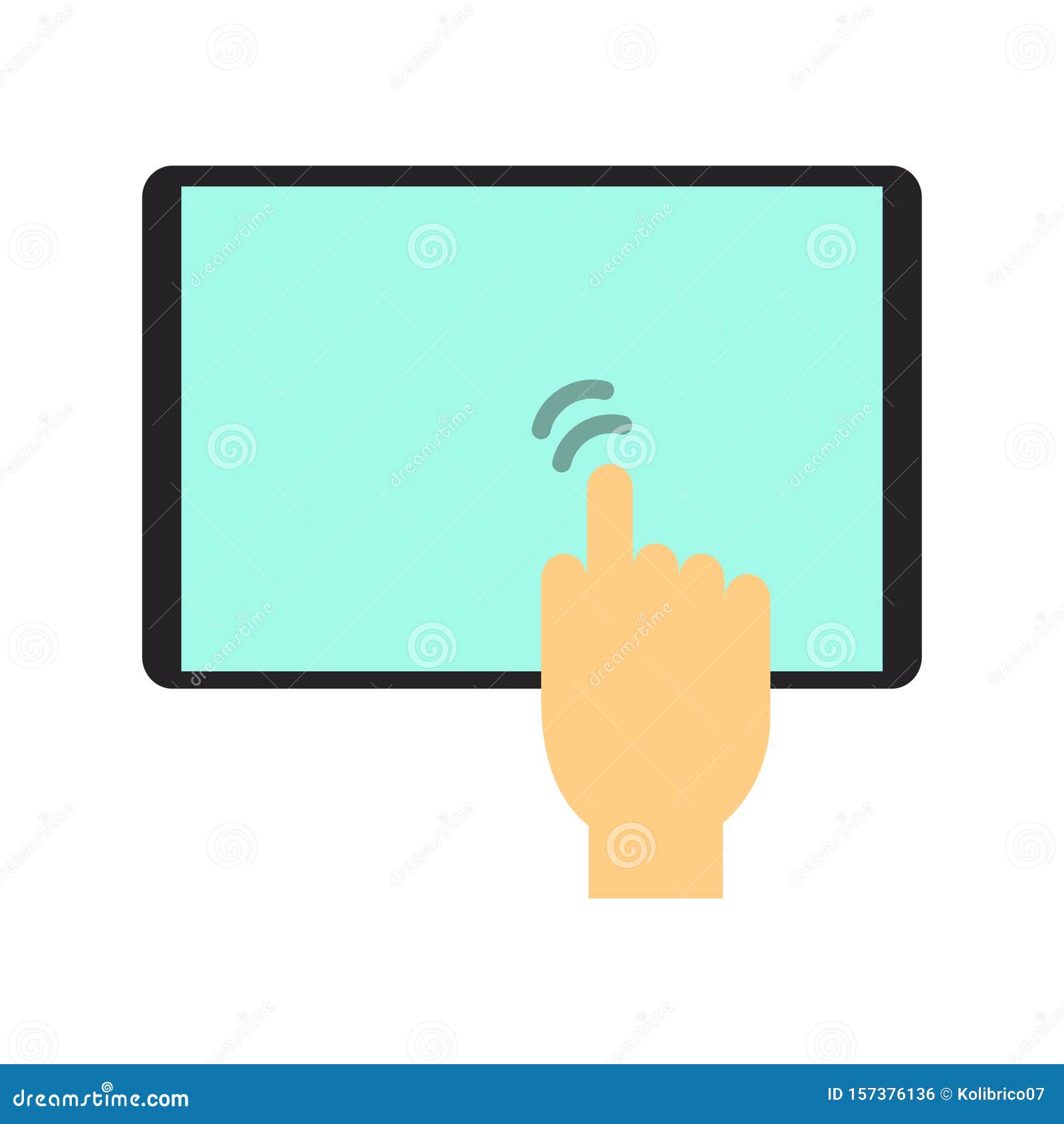 Vector Hand Touching Tablet. Hand Touching Tablet Icon Stock Vector ...