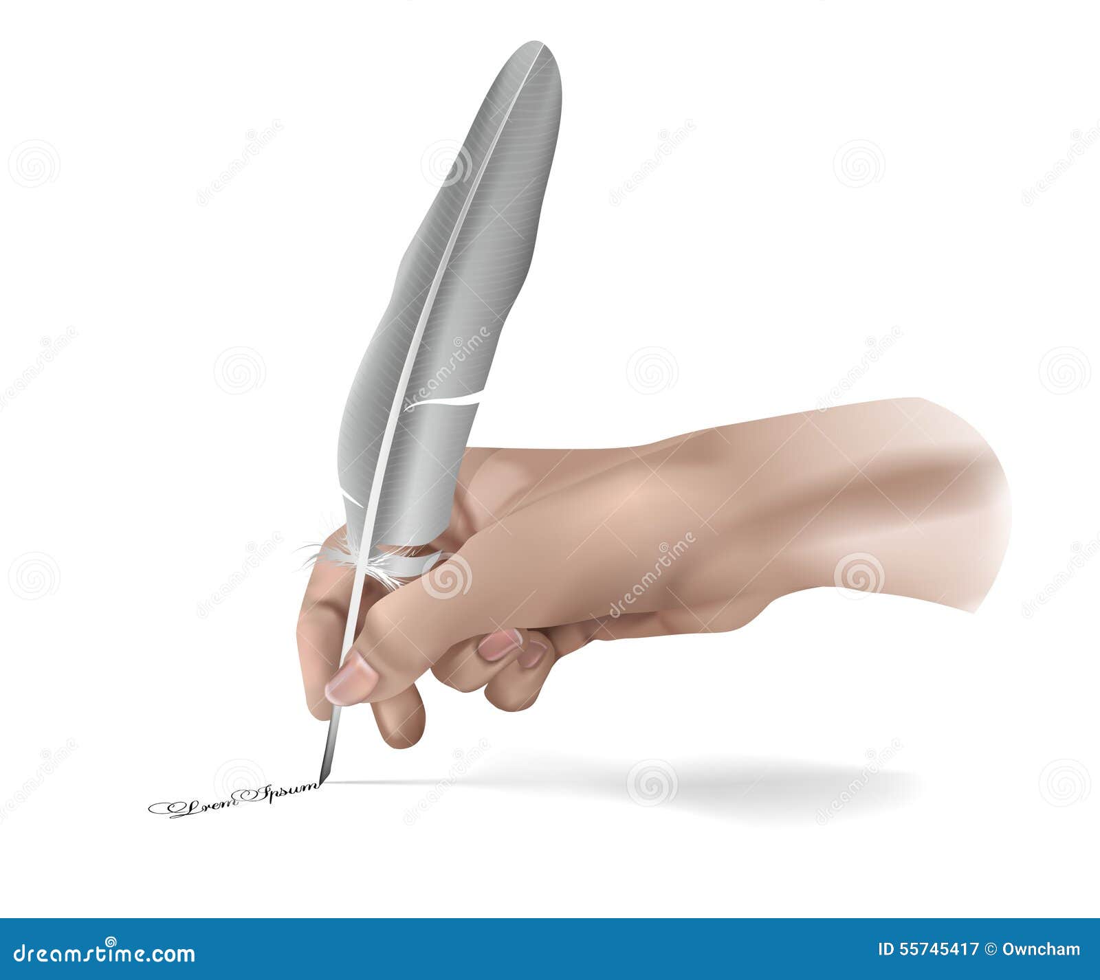 Vector Hand with Writing Feather Stock Vector - Illustration of bird ...