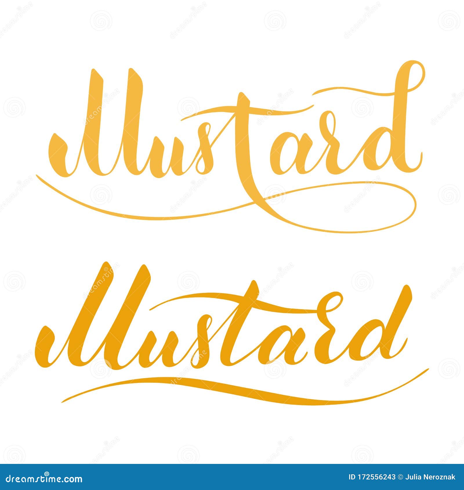 Vector Hand Written Mustard Text Isolated on White Background Stock ...