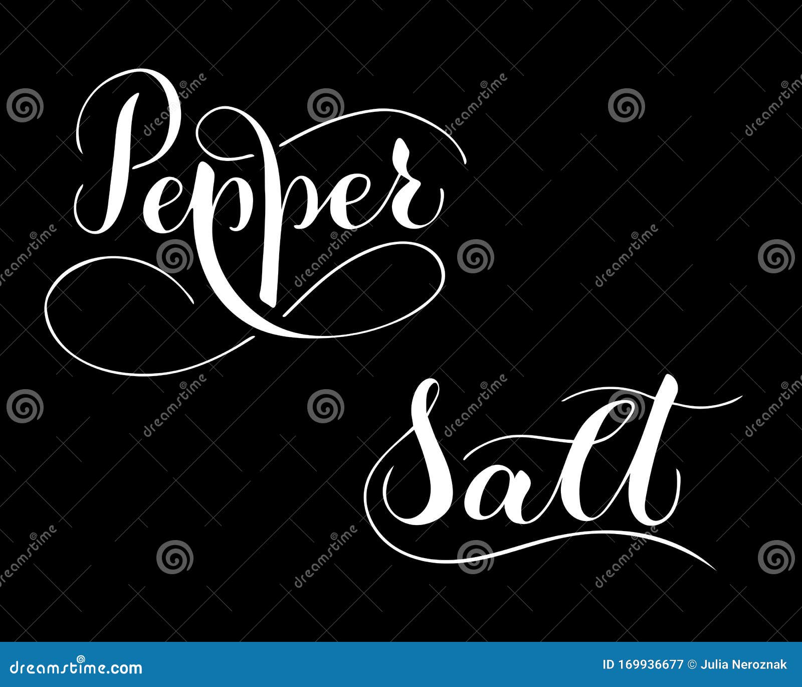 Vector Hand Written Pepper and Salt Text Isolated on Black Background ...