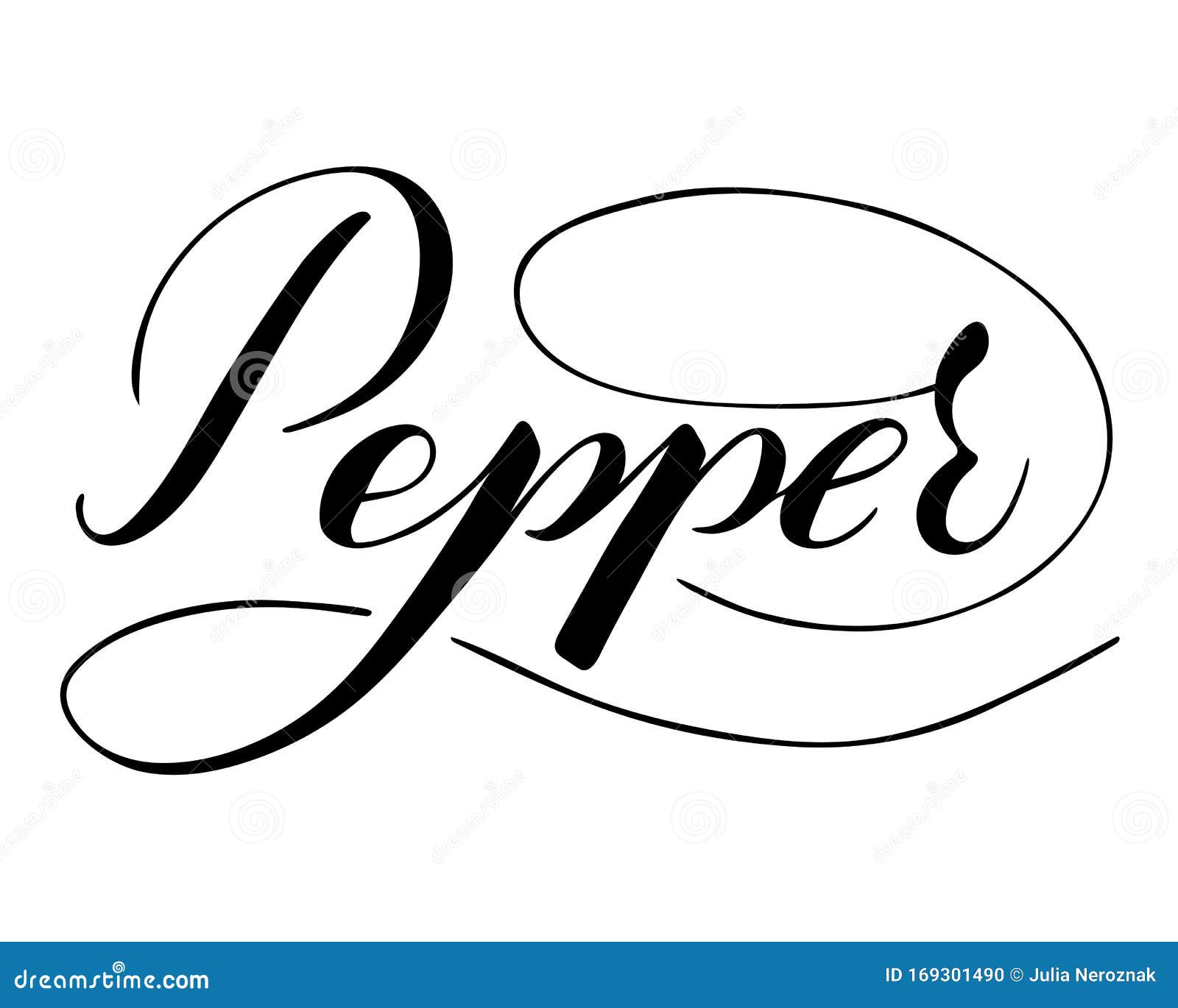 Vector Hand Written Pepper Text Isolated on White Background Stock ...