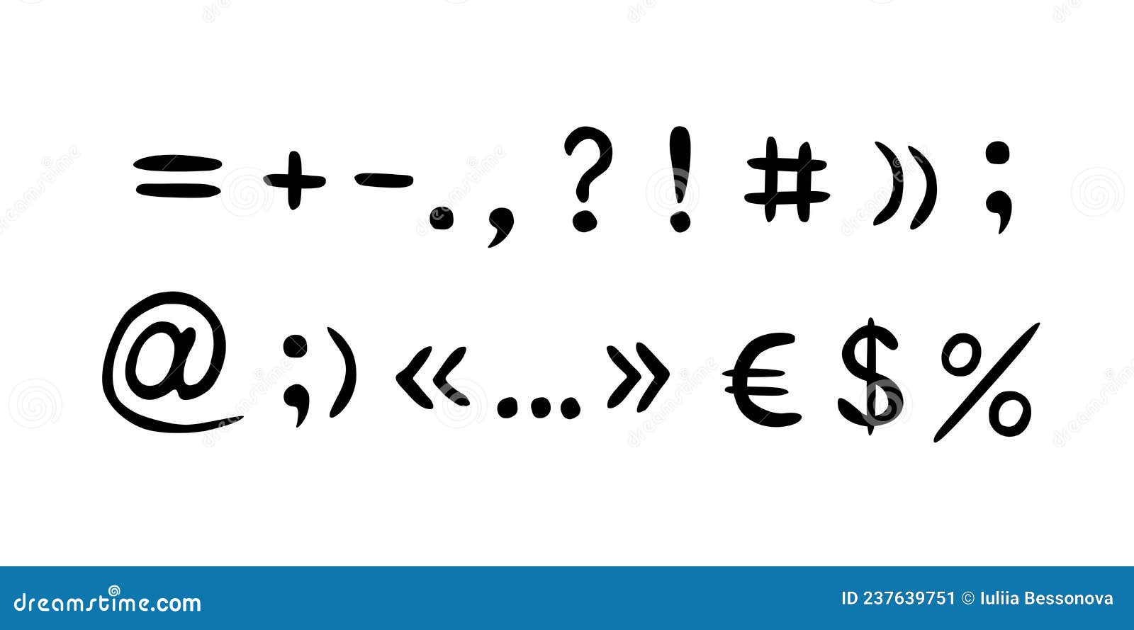 Vector Hand Written Punctuation Marks, Black Flat Vector Illustration ...