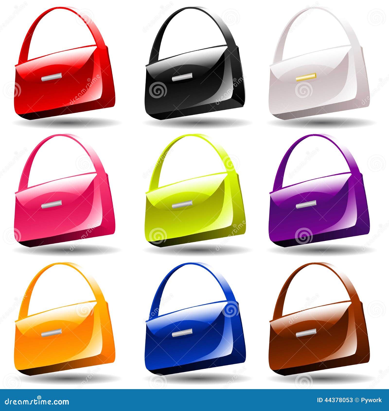 Vector handbag in 9 colors stock vector. Illustration of black - 44378053