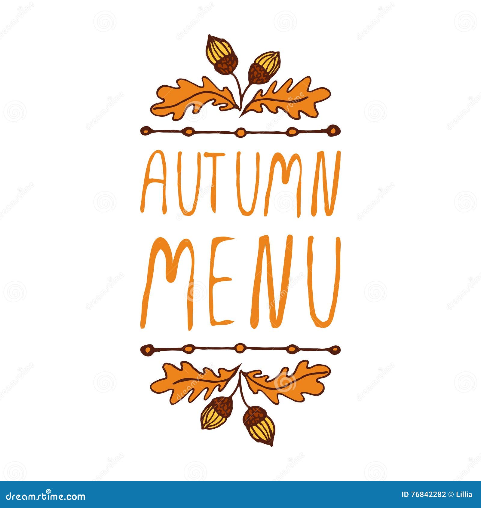 Vector Handdrawn Autumn Element with Text Stock Vector - Illustration ...