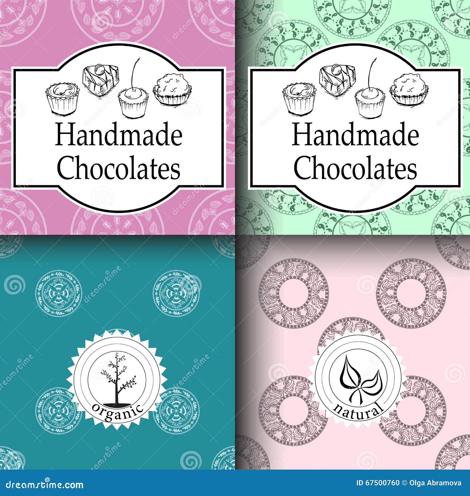 Vector Handmade Chocolates Packaging Templates and Design Elements for ...