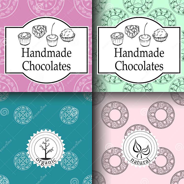 Vector Handmade Chocolates Packaging Templates and Design Elements for ...
