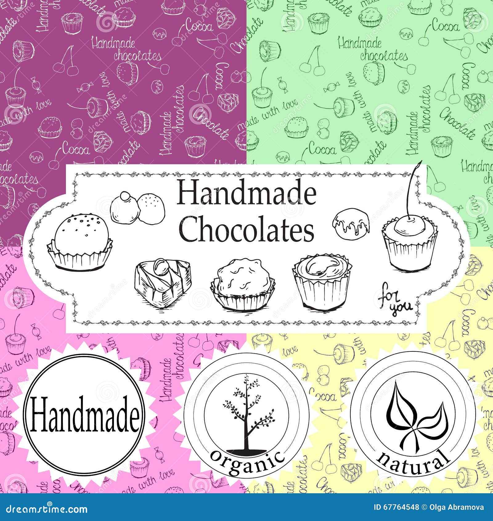 Vector Handmade Chocolates Packaging Templates And Design Elements For ...