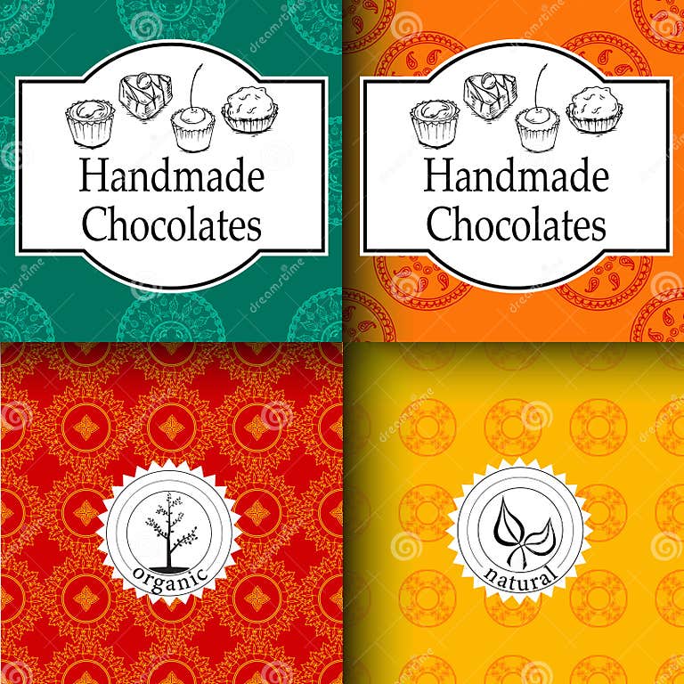 Vector Handmade Chocolates Packaging Templates and Design Elements for ...