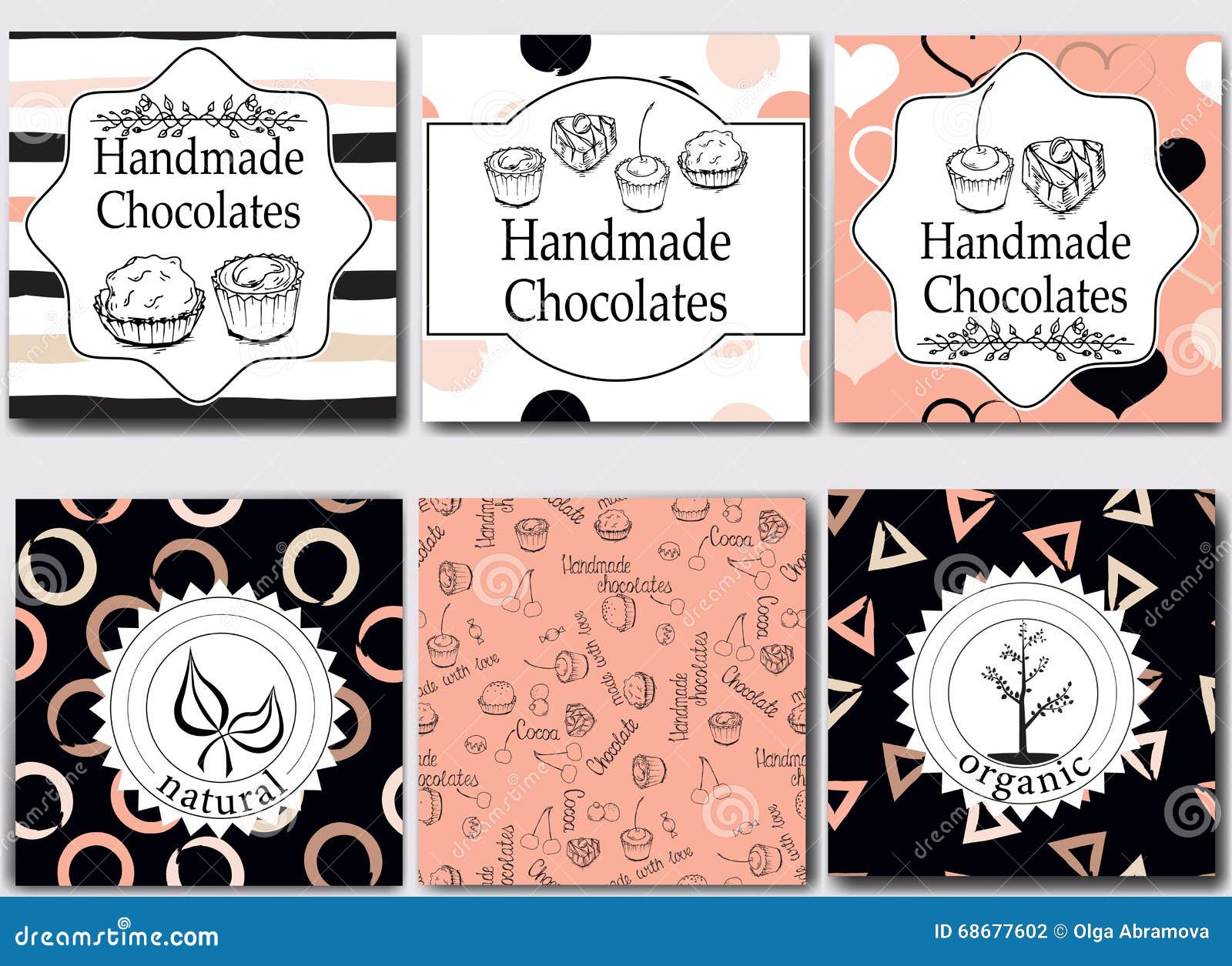 Vector Handmade Chocolates Packaging Templates and Design Elements for ...