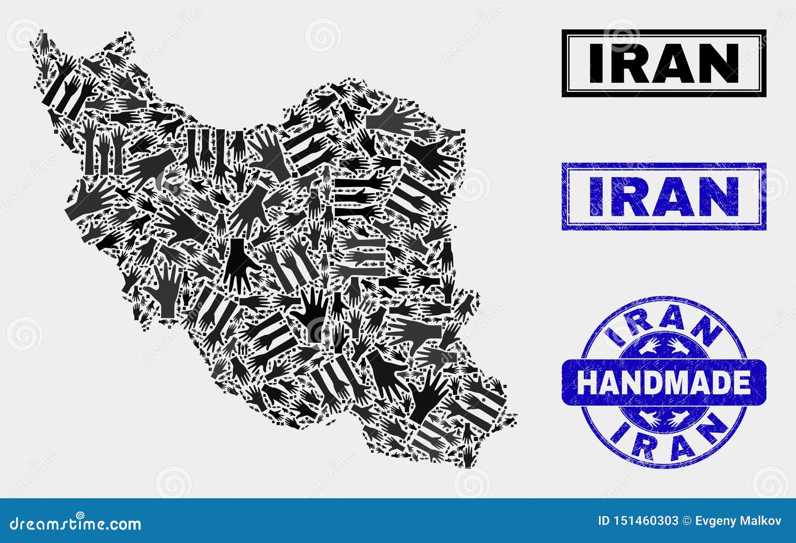 Handmade Composition of Iran Map and Textured Stamp Stock Vector ...