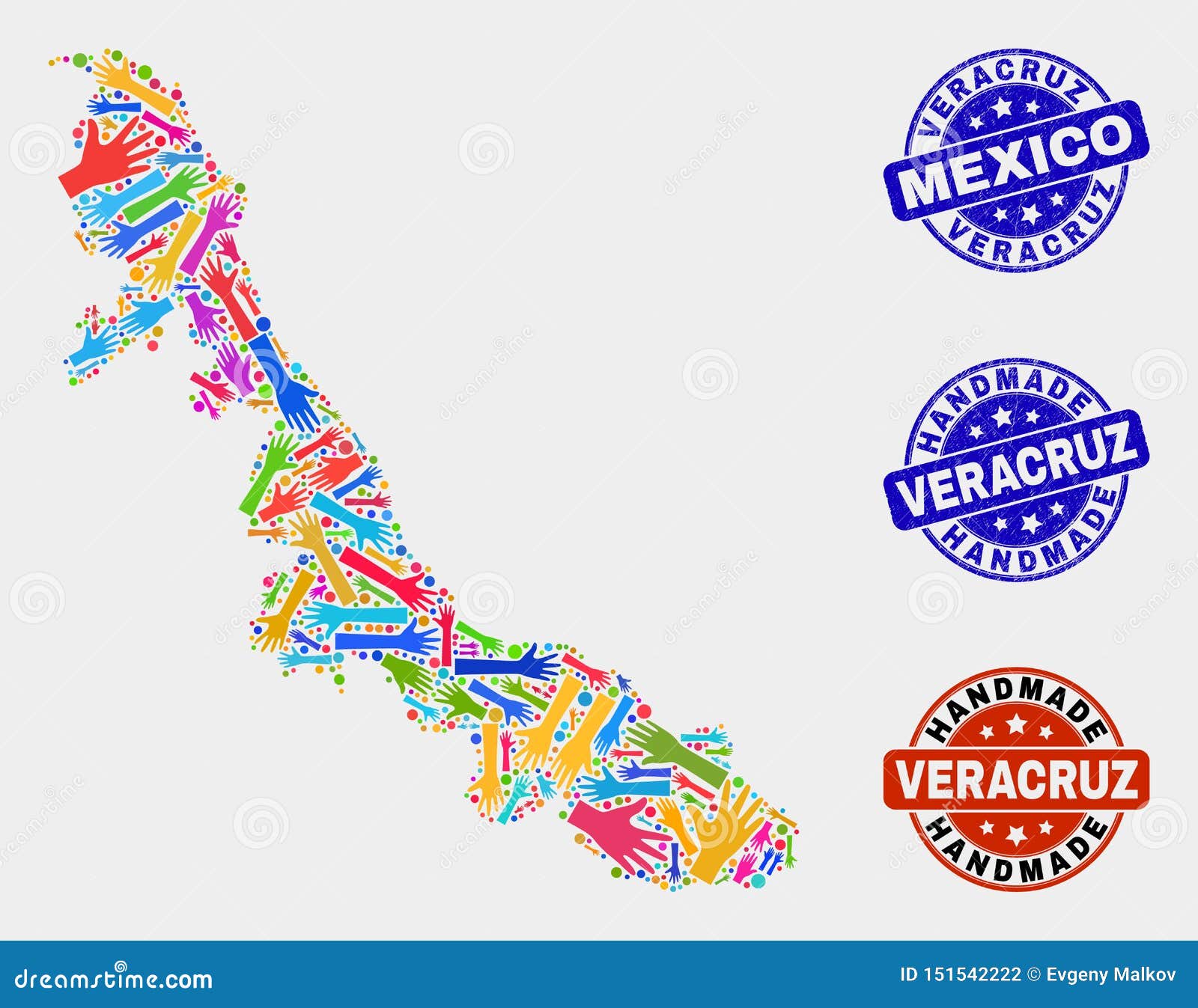 Hand Composition of Veracruz State Map and Grunge Handmade Stamps Stock ...