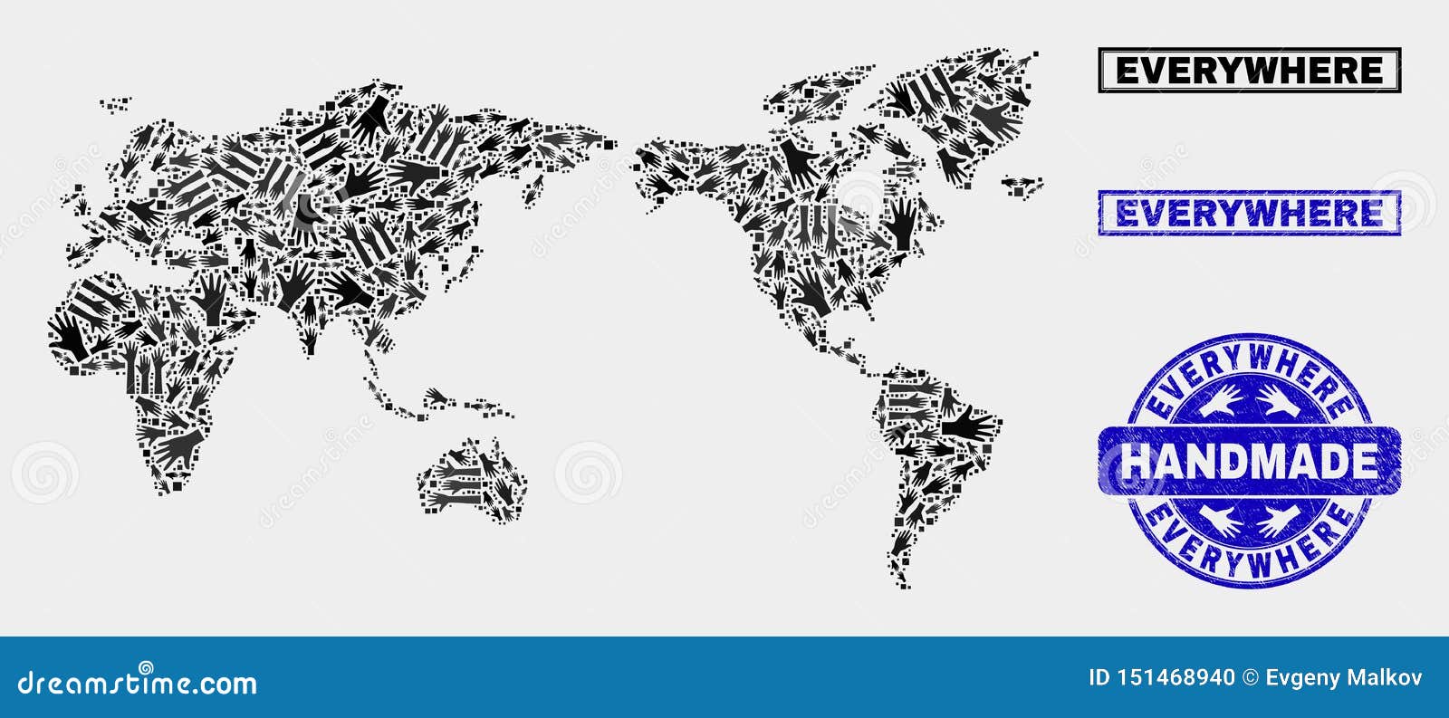 Handmade Composition of World Map and Grunge Stamp Stock Vector ...