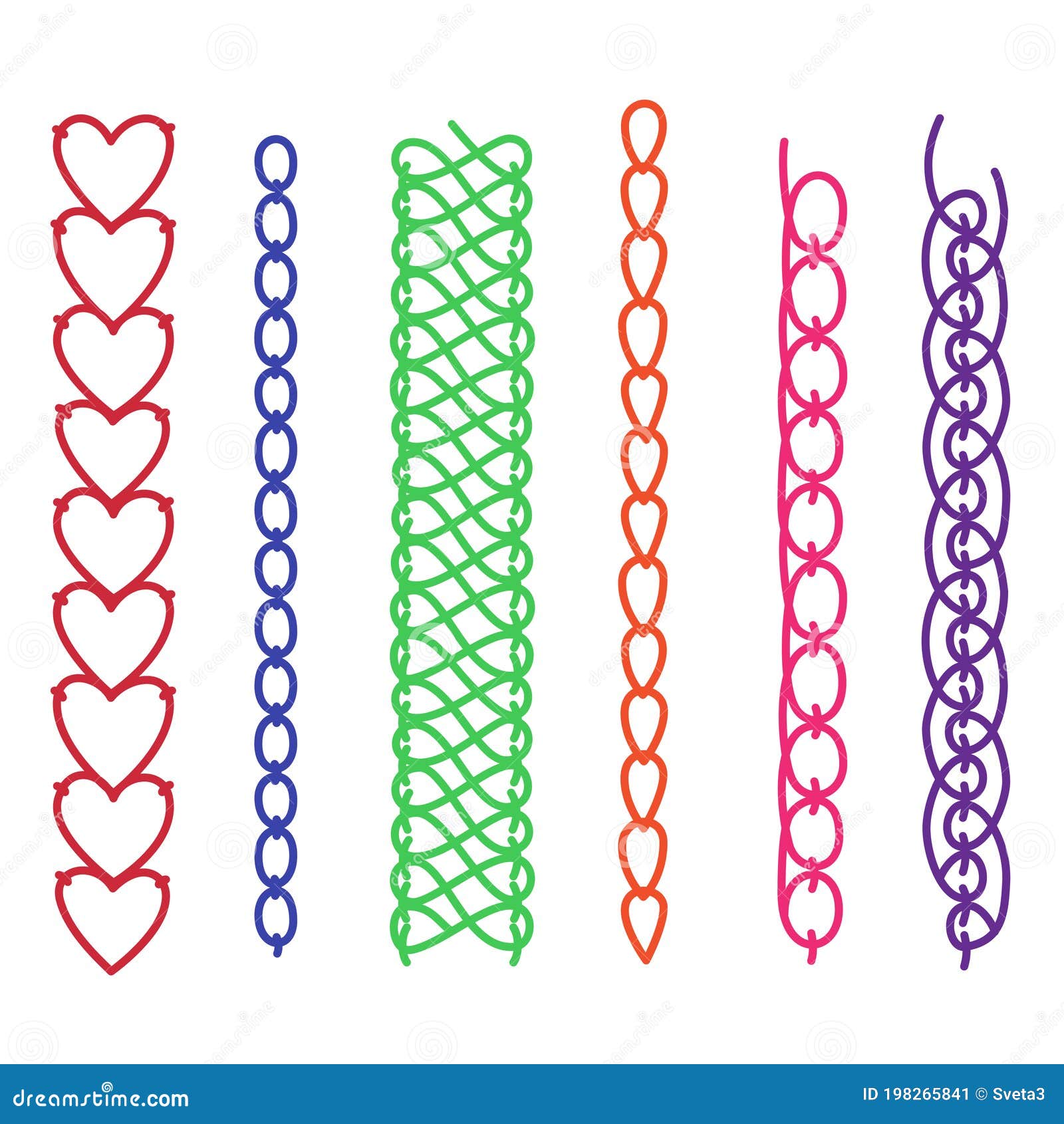 Vector Handmade , Decorative Stitches of Different Colors on a White ...