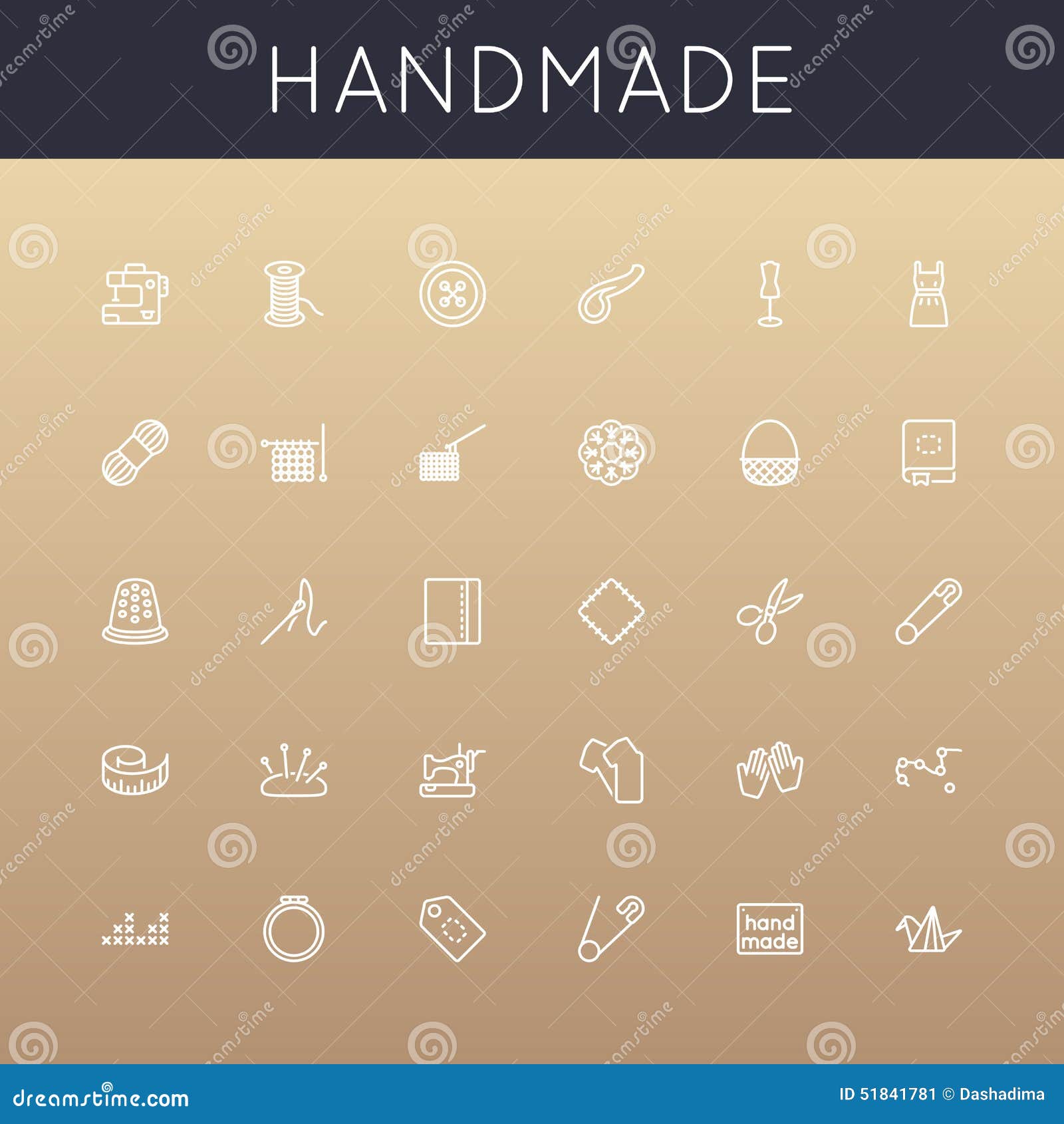 Vector Handmade Line Icons stock vector. Illustration of bobbin - 51841781