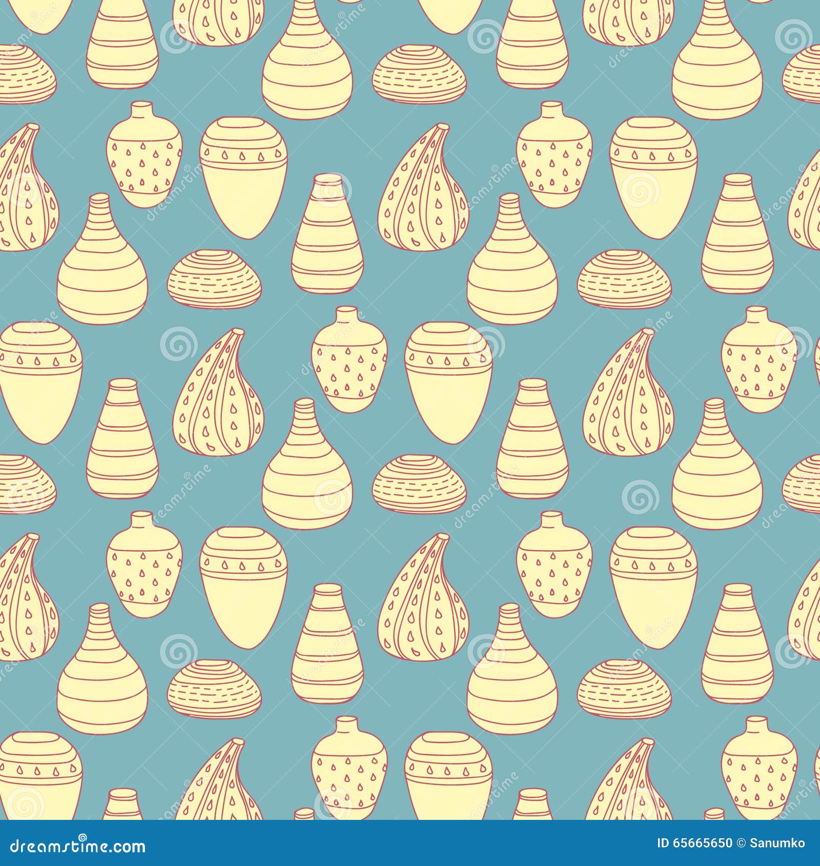 Vector Handmade Vase Pattern Stock Vector - Illustration of background ...