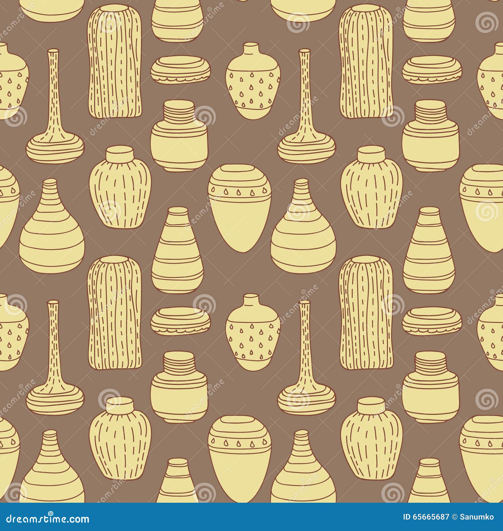 Vector Handmade Vase Pattern Stock Vector - Illustration of bowl, tile ...