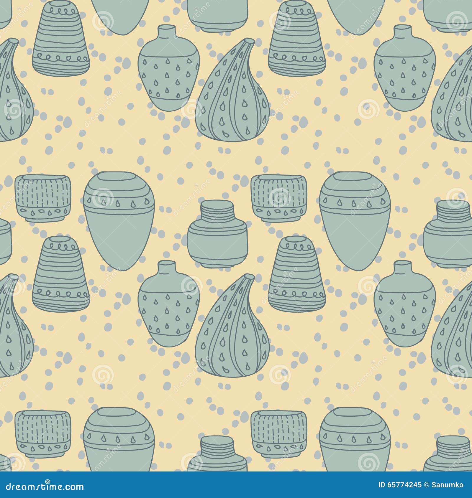 Vector Handmade Vase Pattern Stock Vector - Illustration of textile ...